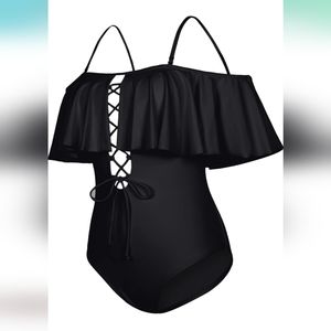 Tempt Me | Swim | Tempt Me One Piece Ruffled Off Shoulder Swimsuit ...
